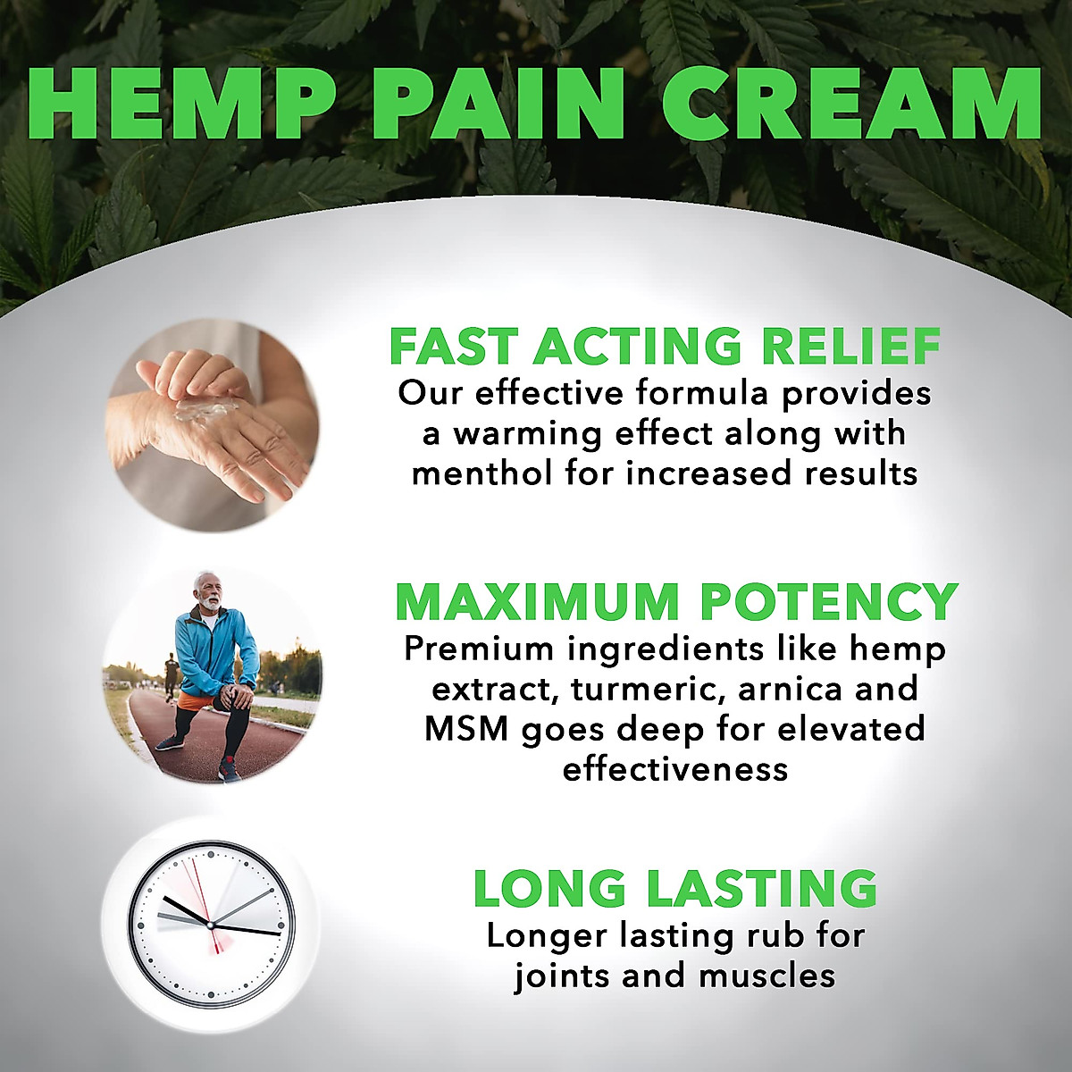 Super Natural Goods Hemp Cream (8oz) Hemp Oil & Arnica Cream - Joint Muscle Shoulder Hip Neck Knee & Back - Made in USA - Turmeric Menthol Rub