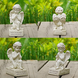 Artisan Flair Praying Angel Figurines,Resin White Cherubs Statues,Home Garden Memorial Angel Sculpture-6.5 Inch