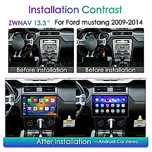ZWNAV 13.3 inch Android 10 Car Stereo for Ford Mustang 2009-2014,128GB Car GPS Navigation Head Unit, Bluetooth, Carplay,WiFi