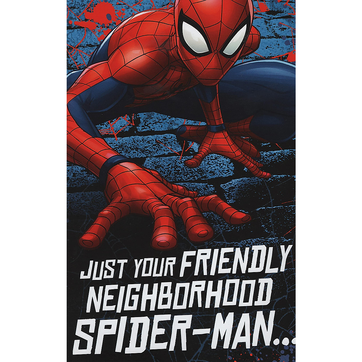 Happy Birthday Greeting Card Featuring Spider-Man: Just Your Friendly Neighborhood Spider-Man Wishing an Awesome Kid Like You A Birthday That's Totally Web-Tastic!