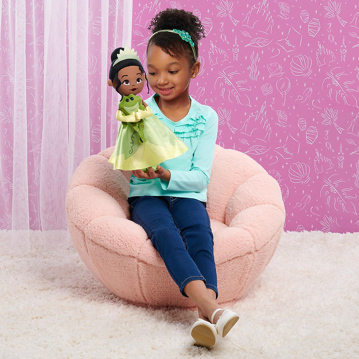 Disney Princess Lil' Friends Plush Tiana & Naveen 14.5-inch Plush Doll, Officially Licensed Kids Toys for Ages 3 Up, Gifts and Presents by Just Play