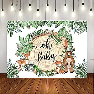 Avezano Woodland Baby Shower Backdrop for Boy Geenery Oh Baby Photography Background Jungle Safari Animals Woodland Baby Shower Party Decorations Photoshoot