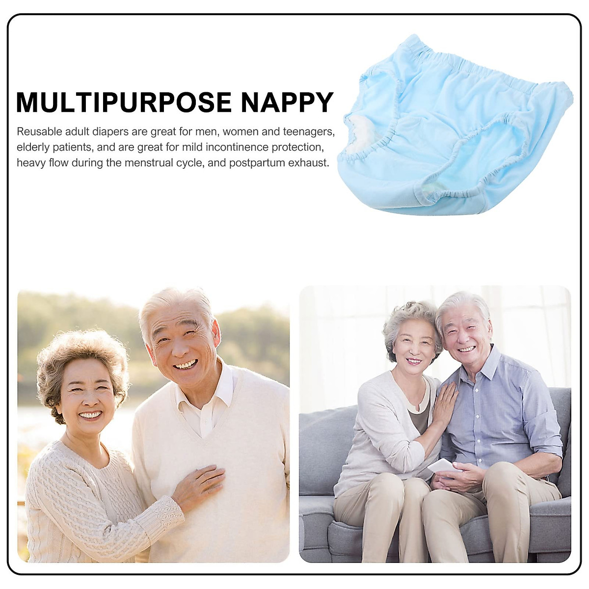 Cabilock Elderly Anti-Urine Old Man Costume for Adults Plus Size Lingerie for Women Costumes for Men Incontinence Elderly Diaper Elderly Underpants Multipurpose Nappy Cotton