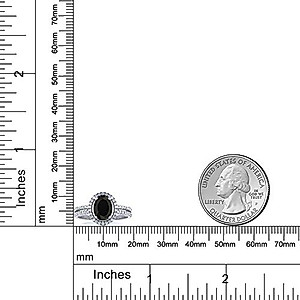 Gem Stone King 925 Sterling Silver 8X6MM Oval Gemstone Birthstone Split Shank Double Halo Engagement Ring | Wedding Band Anniversary Promise Ring For Women