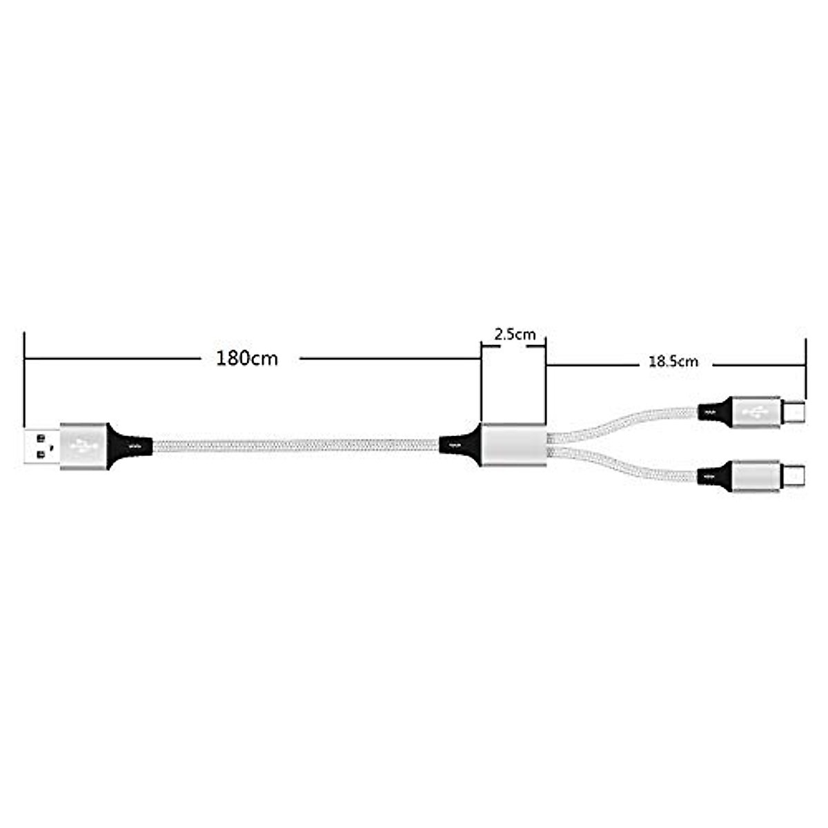 iFlash 6ft Long Dual MicroUSB Splitter Charge Cable - Power up to Two (2) Micro USB Devices at Once from a Single USB Port - Ideal for Any Micro USB Powered Device Including GPS, Smart Phones