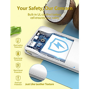 Metecsmart 10000mAh Portable Phone Charger with Built-in 2 Cables, Small Slim Mini Power Bank Fast Charging, USB-C In/Output External Battery Pack, Travel Essentials Compatible with Android/IOS Phones