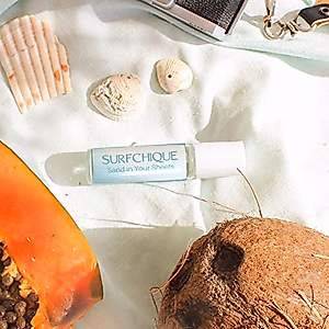 SURFCHIQUE Tropical Beach Perfume Oil Roll on Fragrance for Women with Coconut, Vanilla notes and touch of Mango & Papaya - Sand in Your Sheets