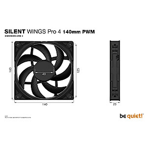 be quiet! Silent Wings Pro 4 140mm PWM High Speed 2400 RPM Premium Low Noise Cooling Fan | 4-Pin | BL099