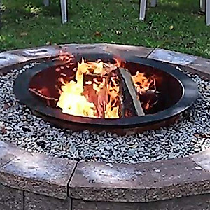VBENLEM Fire Pit Ring 36-Inch Outer/30-Inch Inner Diameter, 10inch Height Fire Pit Insert 2.5mm Thick Heavy Duty Solid Steel, Fire Pit Liner DIY Campfire Ring Above or In-Ground for Outdoor