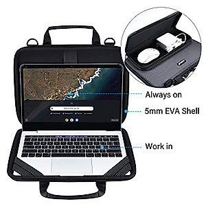 KEISKEI 11-11.6 Inch Laptop Cover, Chromebook Case with Pouch and Shoulder MacBook Pro 13 - Black