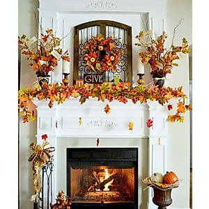 2 Pack Fall Garland Maple Leaf, 6.5Ft/Piece Hanging Vine Garland Artificial Autumn Foliage Garland Thanksgiving Decor for Home Wedding Fireplace Party