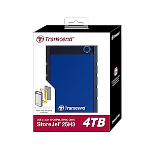 Transcend 4TB USB 3.1 Gen 1 StoreJet 25H3B SJ25H3B Rugged External Hard Drive TS4TSJ25H3B Blue