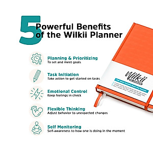 Wilkii Life Planner ADHD Planner For Adults - 90 Day, A5, Undated Weekly & Daily Planner to Increase Productivity & Achieve Goals, ADHD Organization with Mindful Exercises, Soft Touch Cloth Cover, (Red)