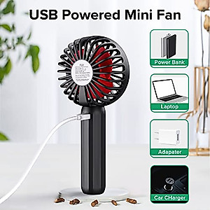 WITHOUSE Mini Handheld Fan, Portable Hand Fans USB Personal Rechargeable Battery Operated Small Desk Fans with 3 Speed for Women Girls Kids Indoor Outdoor Travel Office Room Bedroom（Grey）
