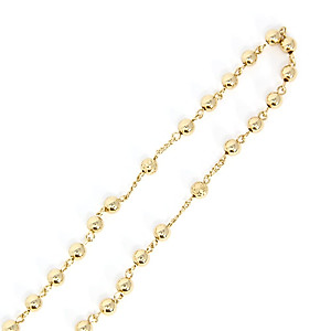 SM Stainless Steel Gold Silver Rosary 3mm-8mm CCB Beads Cross Y Necklace 20”-30” Chain for Women Men (6mm 20" (3) - Gold)