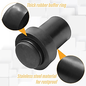 PHITUODA 4 Pack Heavy Circular Duty Door Stop with Black Rubber Bumper, Floor Stainless Steel Door Stopper for Protecting Door Wall, Heavy Duty Commercial Industrial Floor Door Stopper