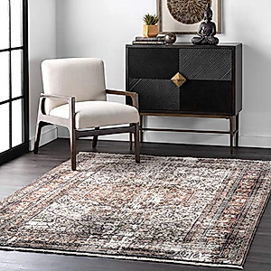 nuLOOM Distressed Medallion Fringe Area Rug, 5 ft 3 in x 7 ft 7 in, Multi