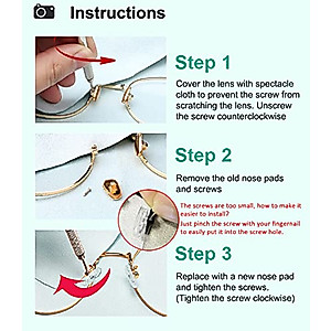 PTSLKHN 5 Pairs of Eyeglass Nose Pads, Upgraded 15x8mm Soft Silicone Air Chamber Eyeglasses Nose Pads, Screw-in Glasses Nose Pad Replacement Kit.