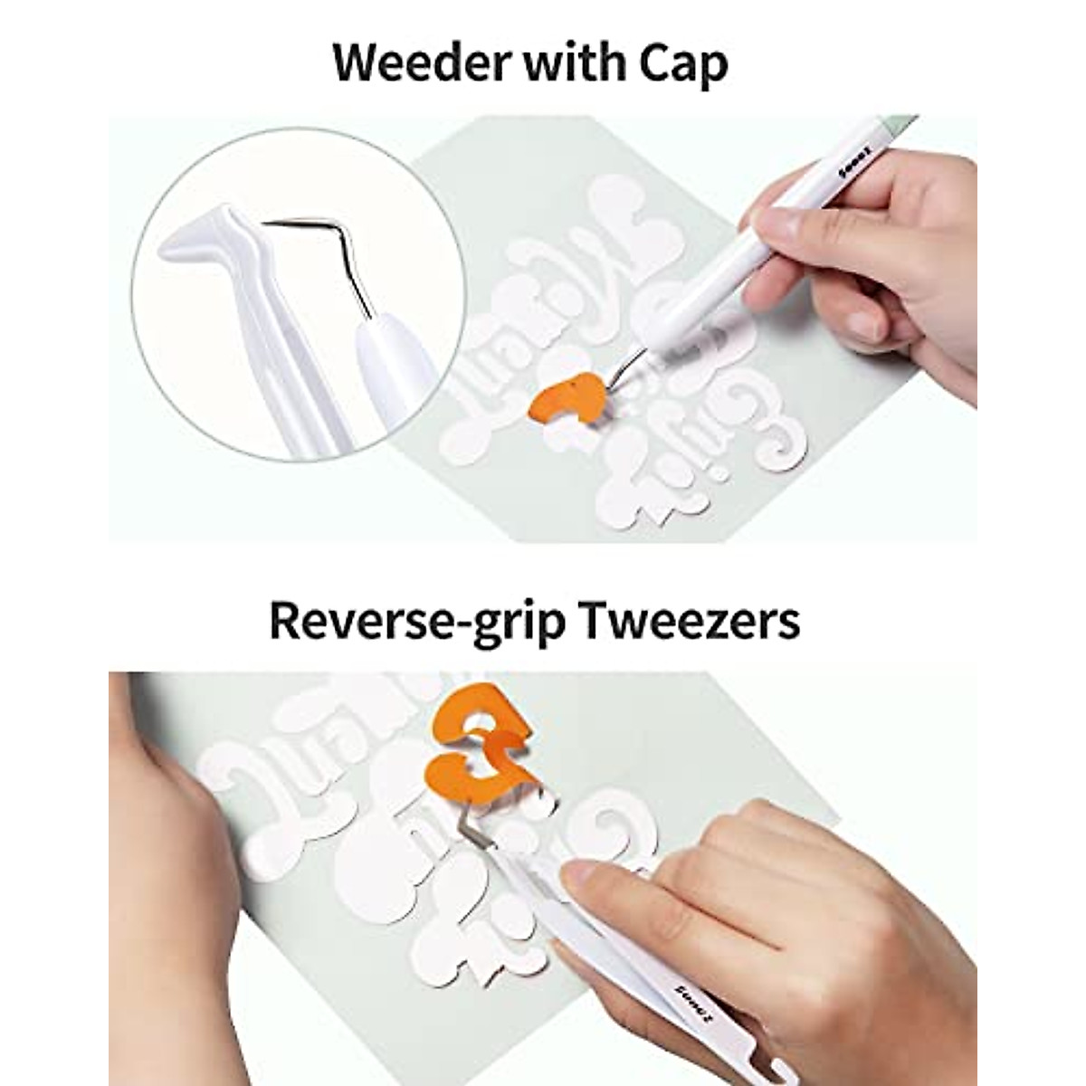 Sooez Weeding Tools for Vinyl, 6PCS Basic Tools Set for Cricut, Precision Craft Vinyl Tool Kit, Weeder/Scraper/Spatula/Scoring Stylus/Tweezers/Scissors for Vinyl, Paper & Iron-on Projects, Colored