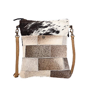 Myra Bag Cube Upcycled Leather & Cowhide Crossbody Bag S-1482