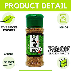 NPG Authentic Chinese Five Spice Blend 1.05 oz, Gluten Free, All Natural Ground Chinese 5 Spice Powder, No Preservatives No MSG, Mixed Spice Seasoning for Asian Cuisine & Stir Fry