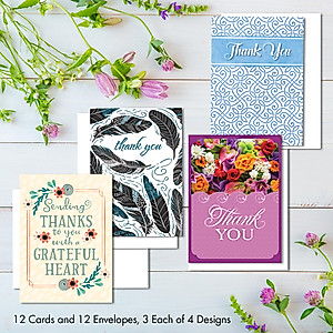 Faithfully Yours Designer Greetings Inspirational Thank You Boxed Card Assortment, With Gratitude with Biblical Scripture Verses (Box of 12 Greeting Cards with Envelopes)