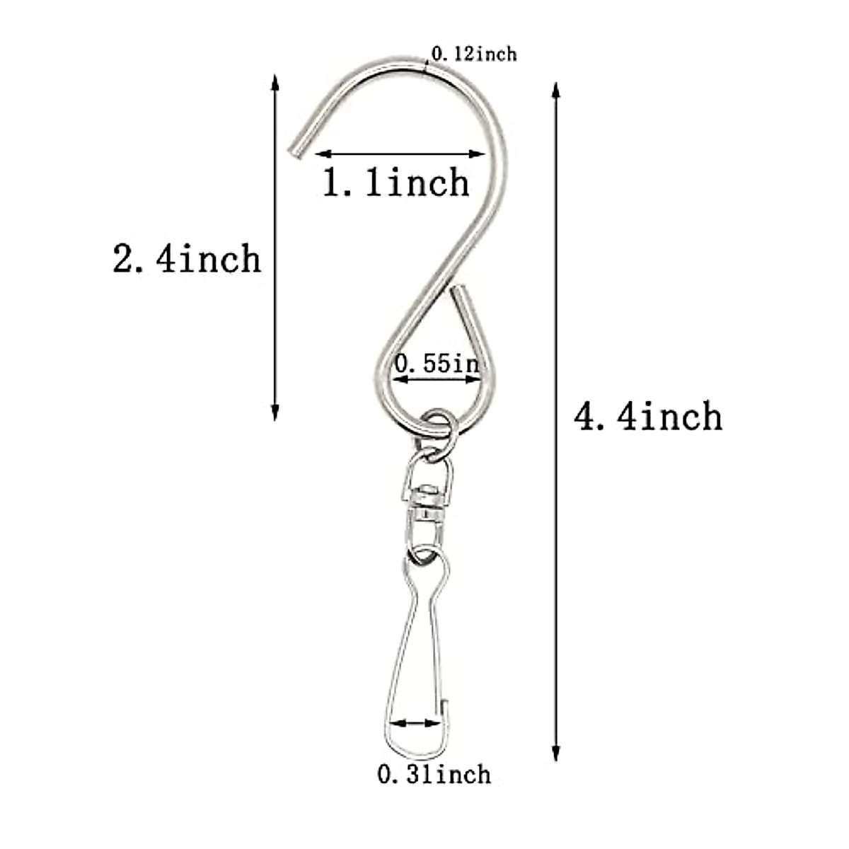 MYYZMY 24 Pack Swivel Hooks Clips for Hanging Wind Chimes, Crystal Twisters, Outdoor Ornaments Party Supply