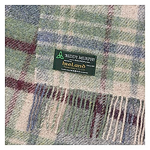 Genuine Irish, 100% Wool Throw & Toss Blanket, Traditional Plaid Print, Soft Warm Heirloom Quality Lambswool, Imported from Ireland, 54" x 72" Inches, Green/Camel/Burgundy