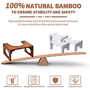 BQYPOWER Toilet Stool, Bamboo 8 Inch Toilet Potty Stool, Foldable Bathroom Poop Stool with Non-Slip Mat for Adults Children…