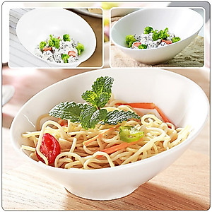 Luxshiny Ceramic Salad Bowls Porcelain Serving Dish White Angled Ceramic Bowls Large Salad Mixing Bowl for Weddings Events Birthday Party Soup Rice Prep
