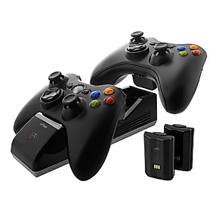 Nyko Charge Base S - 2 Port Controller Charger with 2 Rechargeable Batteries for Xbox 360