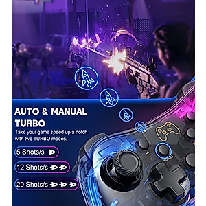 Switch Controller Compatible with Switch/Lite/OLED Controller, Switch Pro Controller With RGB Breathing LED, Switch Controllers Remote Supports Multi-Platform&App with Turbo, Wake-up Function