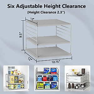 WANCHIY 2 PACK Cabinet Organizer- Divided Compartment Holder for Foil and Plastic Wrap- Upgraded Pantry Organizers and Storage for Kitchen(Gray)