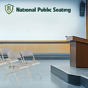 National Public Seating 2200 Series Steel Frame Upholstered Premium Fabric Seat and Back Folding Chair with Double Brace, 480 lbs Capacity, Model 2202 Graystone/Gray (Carton of 4)