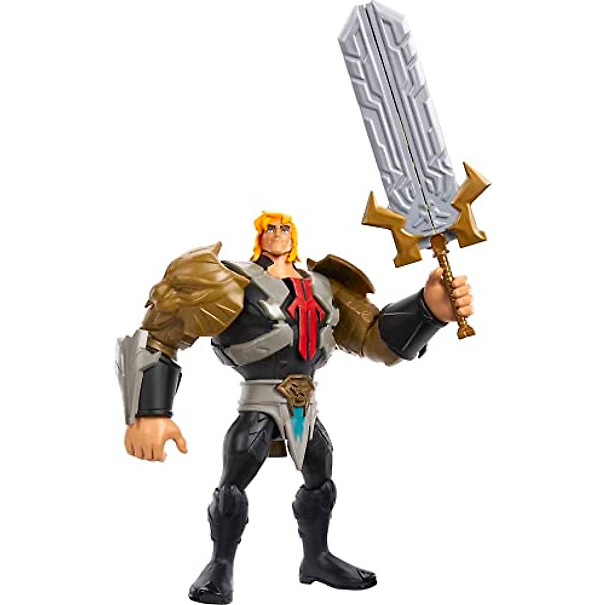 Masters of the Universe and He-Man Figure Deluxe Large He-Man with Sword, MOTU Collectible Toy with Attack Move and Accessories, Netflix Series