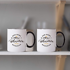 House Warming Presents for New Home- NEW HOME NEW ADVENTURE NEW MEMORIES - Housewarming Gifts New Home for Women, Men, Him, Her, Ceramic Coffee Mug Tea Cup 11 Oz with Gift box (Double)