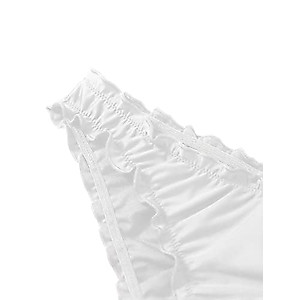 SheIn Women's Ruffle Bikini Bottom Ruched Swimsuit Bottom Solid Swim Briefs White X-Small