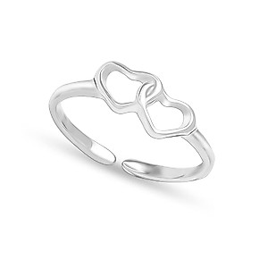 LeCalla 925 Sterling Silver Infinity Heart Open Adjustable Toe Rings for Women