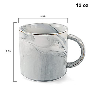 Youeon 4 Pack 12 Oz Marble Coffee Mugs, Ceramic Coffee Mugs, Tea Cups Coffee Cups Mugs Gift for Coffee, Milk, Cocoa, Drink, Birthday, Party, Mother's Day, Valentine's Cup, Grey