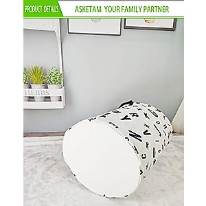 ASKETAM Fabric Laundry Basket Canvas Laundry Hamper for Dirty Clothes Toy Organizer Kid Nursery Room Decor Basket (letter)