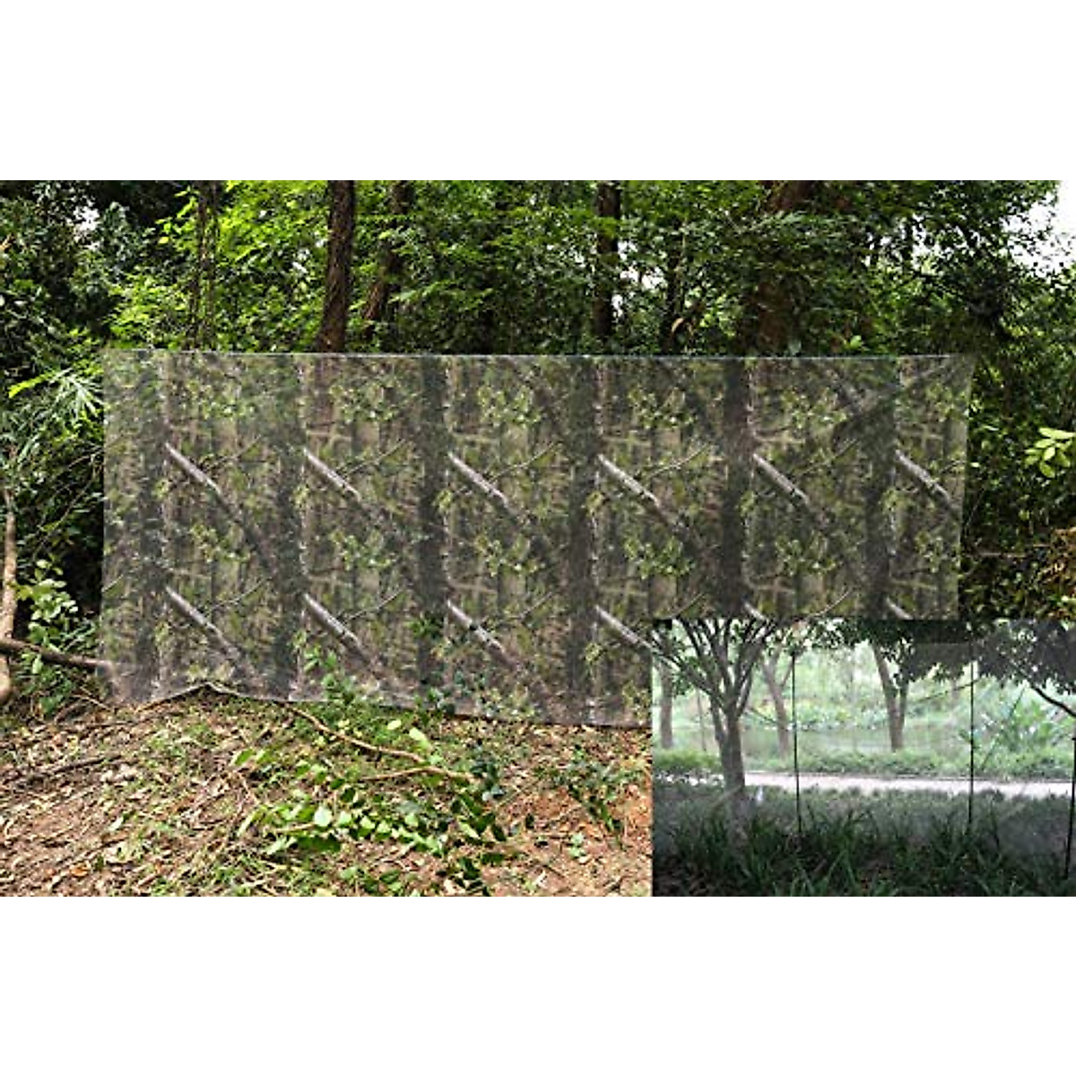 AUSCAMOTEK Woodland Camo Mesh Netting Camouflage Netting for Hunting Blinds Window Camping Clear View Camo Hunting Hide Net, Green 5 ft x 12 ft (appro)