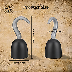 Threan 4 Pcs Large Pirate Hook Captain Hand Plastic Captain Hook Costume Accessories for Halloween Supplies(Black Style)