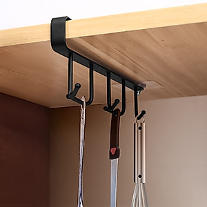 3 Pcs Mug Hooks Under Cabinet, Coffee Mug Cup Holder Rack Under Shelf, 5 Hooks Under Closet Adhesive Hanger Cups Storage Racks, Hanging Cups Drying Hooks for Kitchen Bar Utensils Under Cabinet