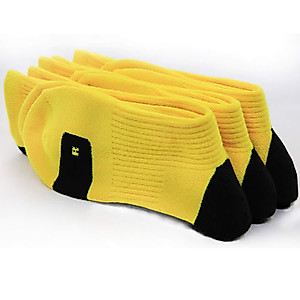 MUMUBREAL Men's Cushioned Compression Sport Socks, Yellow/Black, One Size (3pack)