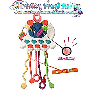 Montessori Toys for 1 Year Old, Baby Sensory Toys 6-12-18 Months, Octopus Silicone Pull String Learning Toys, Bath Travel Teething Toys for Toddlers 1-3, Christmas Birthday Gifts for Boys and Girls