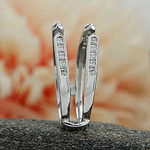 SAVEARTH DIAMONDS 0.46 Carat Princess Cut Lab Created Moissanite Diamond Cathedral Ring Guard Enhancer For Women In 14K White Gold Over Sterling Silver(D Color, VVS1 Clarity 0.46 Cttw)-9.5