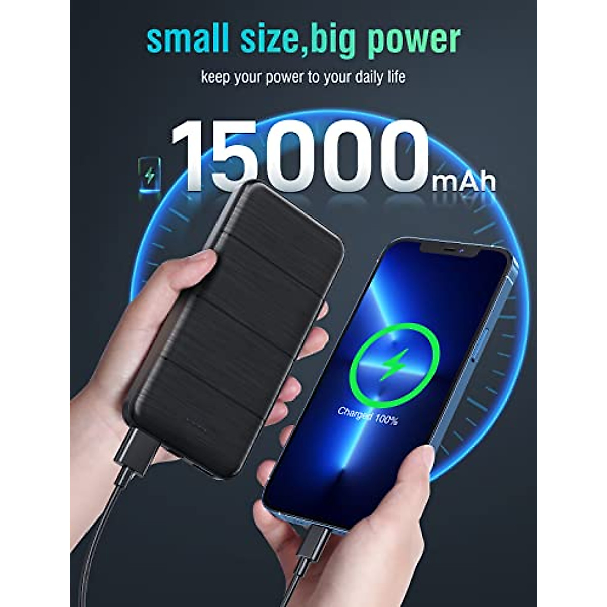 UYAYOHU Portable-Charger-Power-Bank - 15000mAh 2 Pack Power Bank Dual USB Output 5V3.1A Fast Charging Portable Charger Compatible with All USB Devices and Smartphones