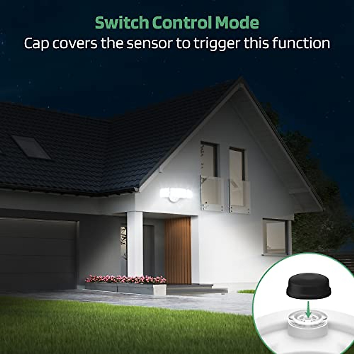 GLORIOUS-LITE 35W LED Dusk to Dawn Security Lights, 3500LM Exterior Flood Lights, IP65 Waterproof Outdoor 3 Adjustable Heads Photocell Lights Fixture, 5500K Daylight White Floodlights for Patio, Yard