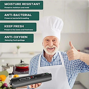 Vacuum Sealer machine - Vacuum Sealers Machine - vacuum sealers Food Saver - Bag sealer & Food sealer - One-Key Automatic Air Sealing System for Dry & Moist Fresh Modes - sealer bags 10pcs (Black)