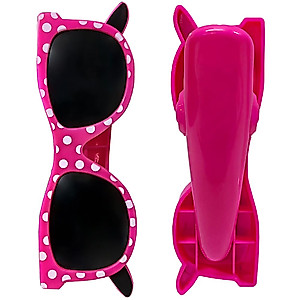 Kirmoo 2 Pieces Beach Towel Clips for Beach Pool & Cruise Chairs,Plastic Clothes Pins Beach Towel Holders Secure Clips Jumbo Set of 2 (Hot Pink Sunglasses-2 Pack)